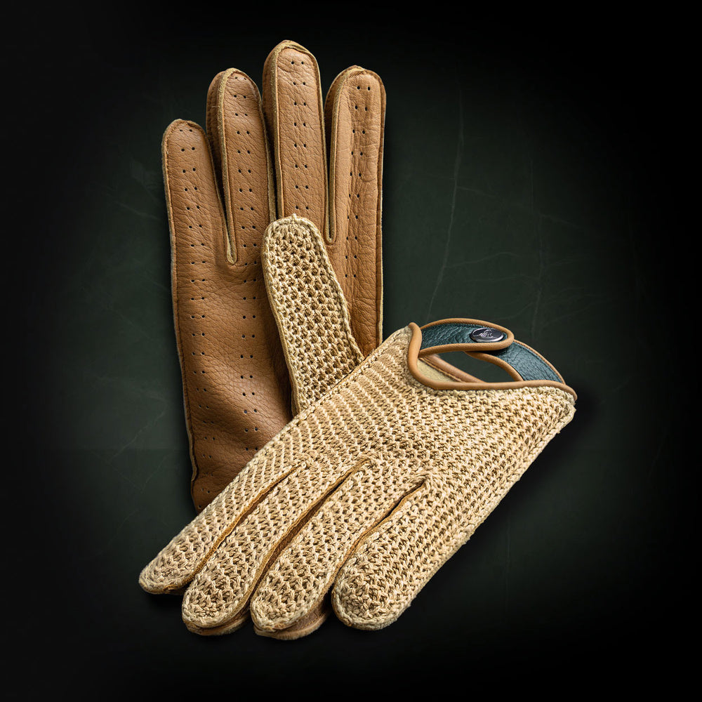 Crochet leather grand prix driving gloves