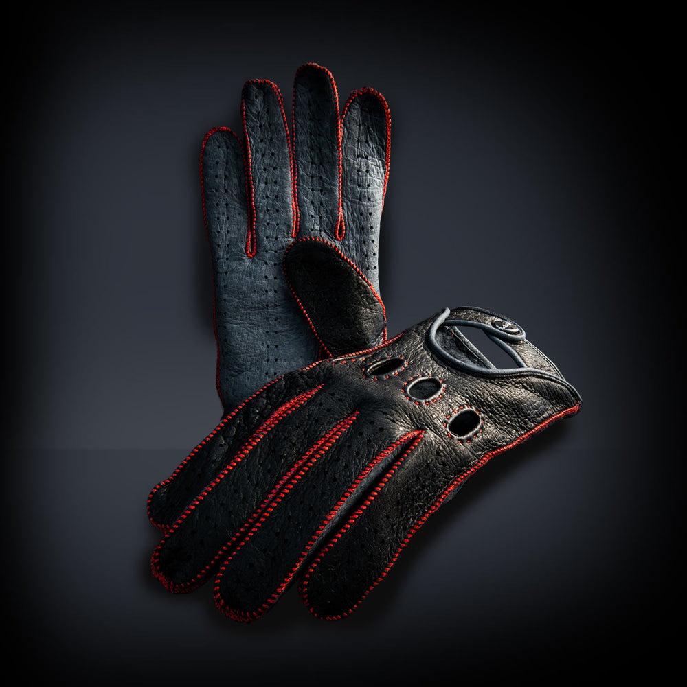 Rosso acceso red men's driving gloves